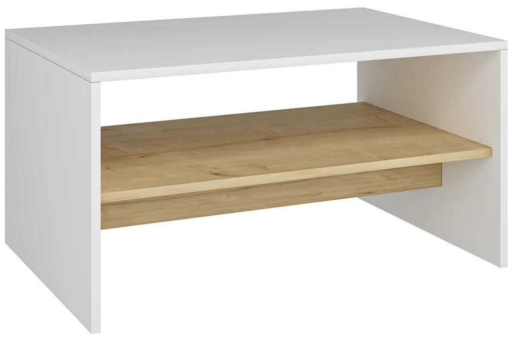Designový konferenční stolek Wells 90 cm bílý / dub