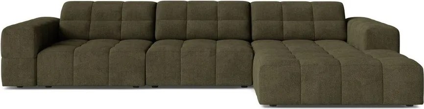 Khaki žinylková rohová pohovka (pravý roh/s lenoškou) Chicago – Cosmopolitan Design