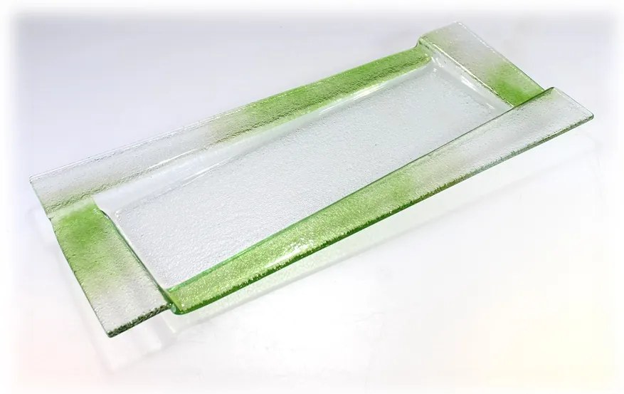 BDK-GLASS Skleněný obdélníkový tác ZOOM zelený Rozměr: 30x15cm