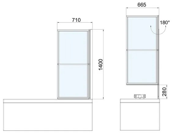 Polysan Kagera Vanová zástěna 71 cm s pneumatickým zdvihem, černá mat 30336B