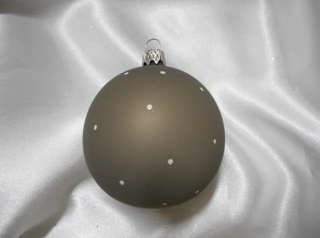 Střední vánoční koule s puntíky 6 ks - tmavě šedá
