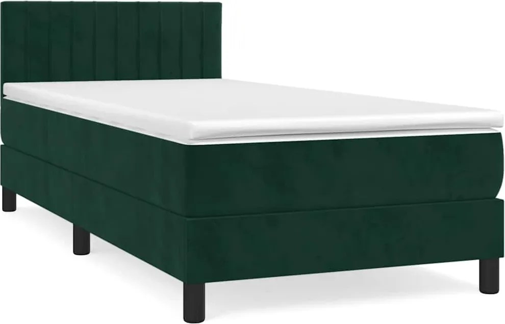 Box spring postel s matrací tmavě zelená 80 x 200 cm samet 3141392