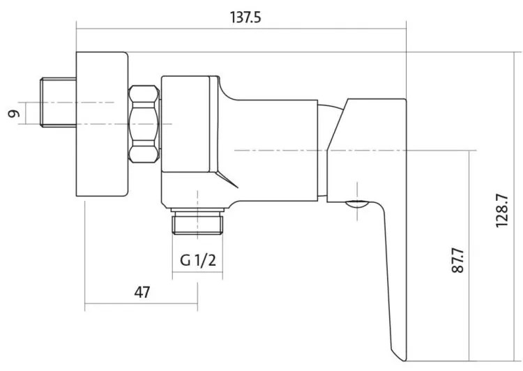 CERSANIT - Sprchová baterie MILLE jednopáková, nástěnná, bez přepínače, CHROM/BÍLÁ S951-033