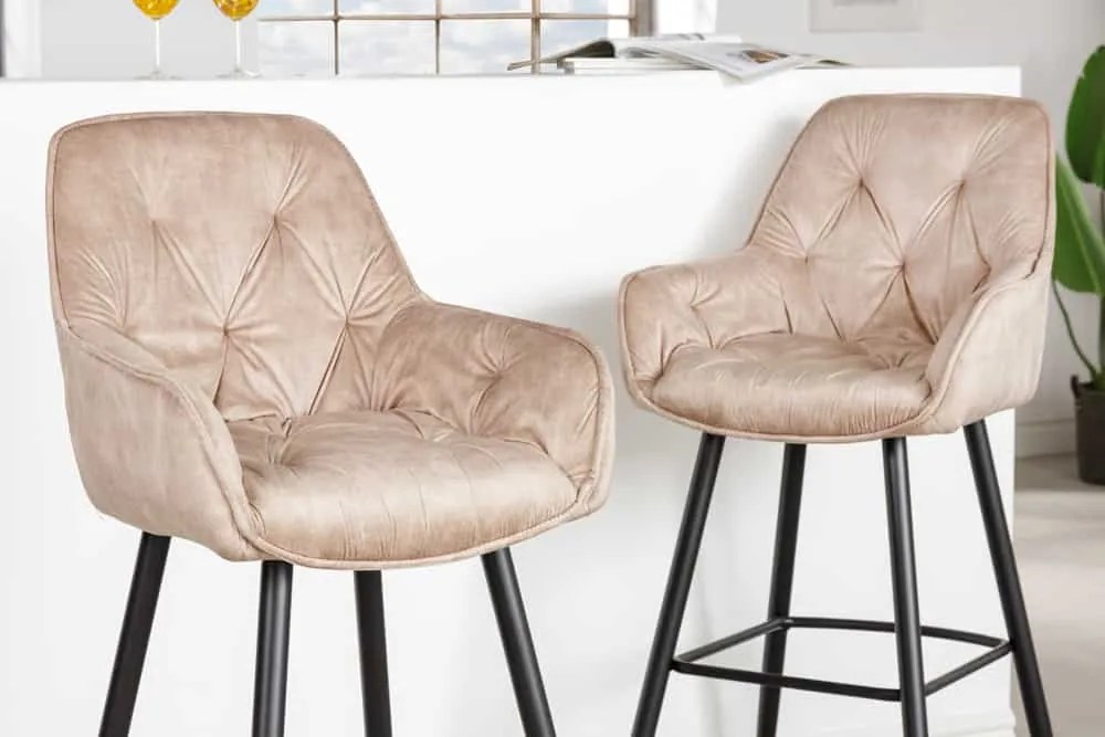 Designová barová židle Garold šampanský samet
