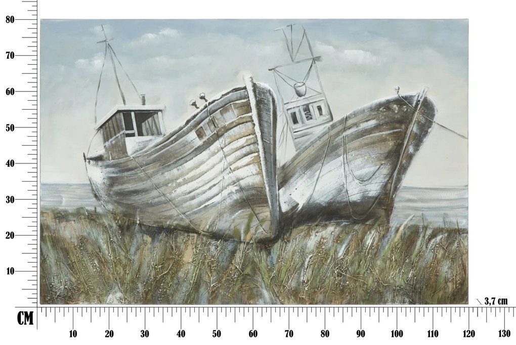 Ručně malovaný obraz Mauro Ferretti Boats Rest, 120x3,7x80 cm