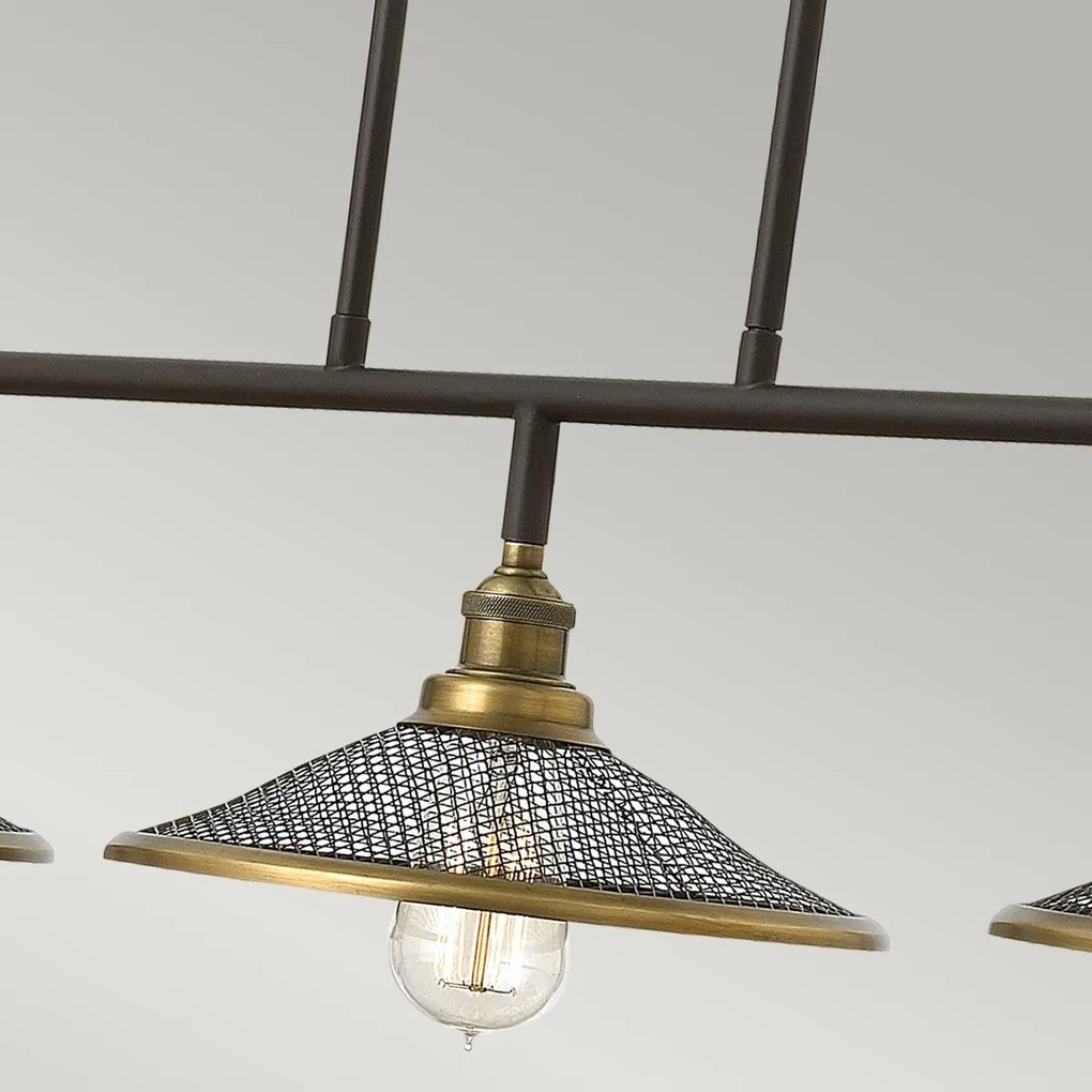 Retro lustr nad stůl Elstead RIGBY 3 bronz-mosaz 3xE27