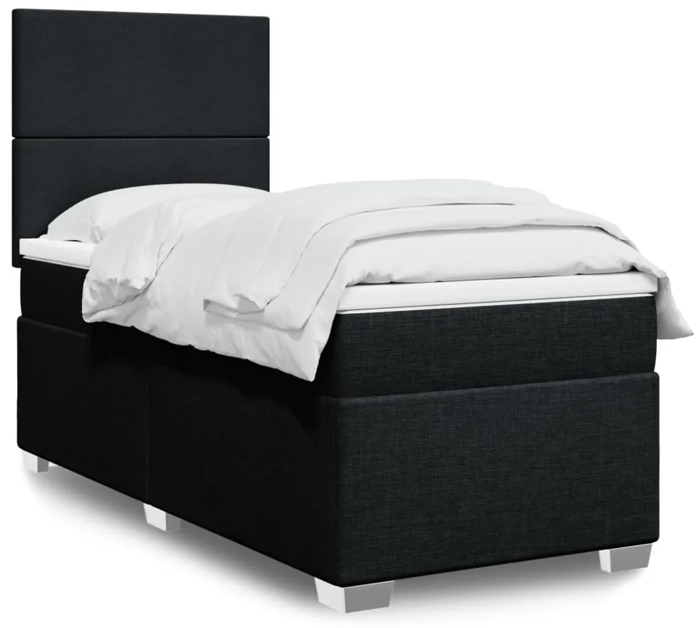 Box spring postel s matrací černá 90x190 cm textil 3290338