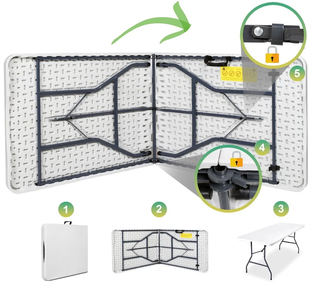 Cateringový skládací stůl Bali 180 cm bílý