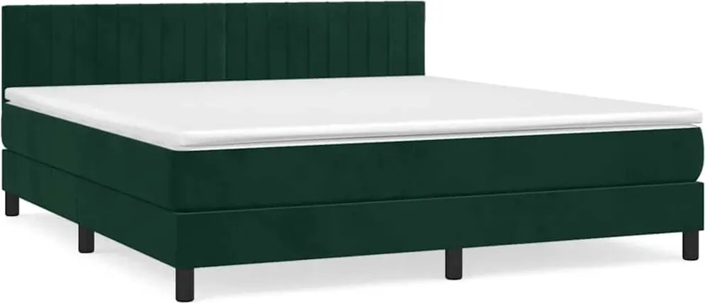 Box spring postel s matrací tmavě zelená 180x200 cm samet 3141440