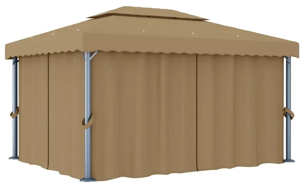Altán se závěsy 4 x 3 m taupe hliník 3067050