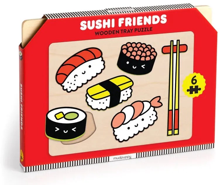 Mudpuppy Dřevěné puzzle Přátelé sushi