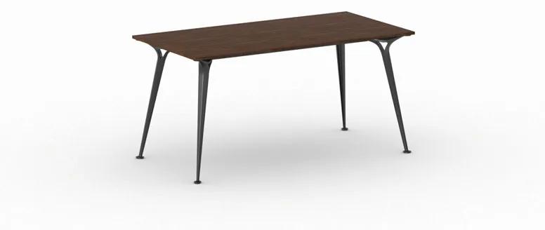 Kancelářský stůl PRIMO ALFA, černá podnož, 1600 x 800 mm, ořech