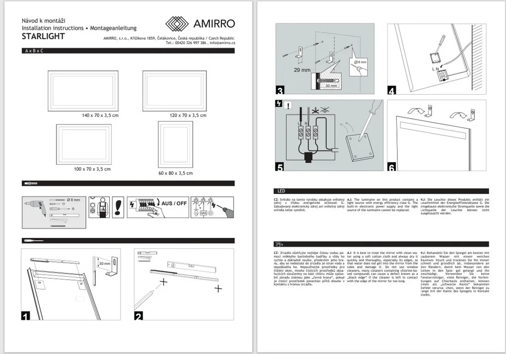 Starlight LED zrcadlo na chodbu do předsíně nástěnné do koupelny 411-859