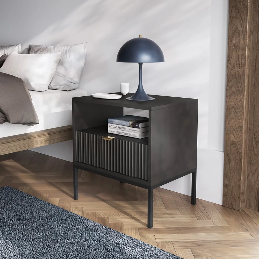 Komoda NOVA cc KSZ104 | s policemi a zásuvkami | 104 cm | černá/černá