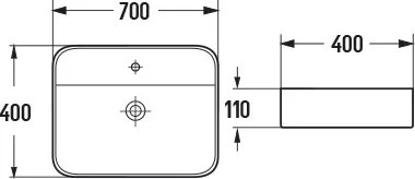 Mexen Sofia, umyvadlo na desku 70 x 40 x 11 cm, bílá, 22157000