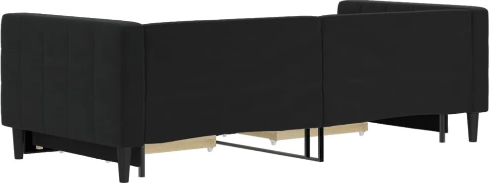 Válenda s přistýlkou a zásuvkami černá 90 x 200 cm samet 3196743
