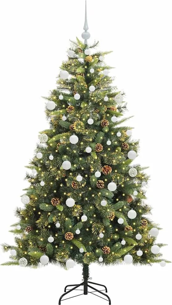 Umělý sklopný vánoční stromeček s kužely Zelená 180 cm 3395092