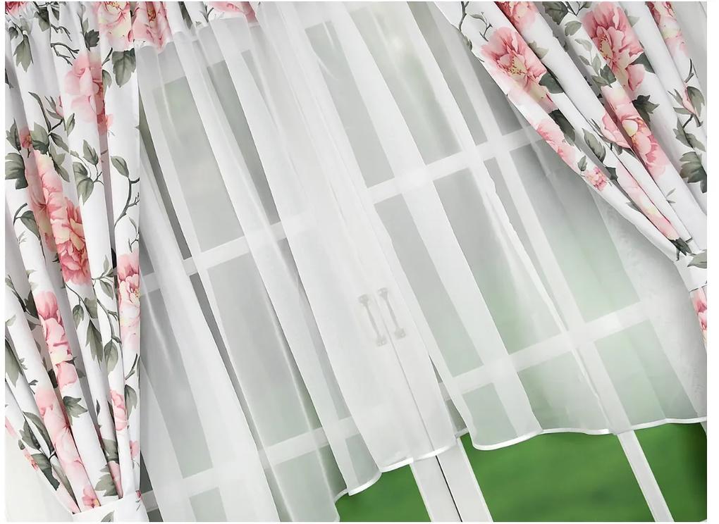 Hotová záclona se závěsy 400x160cm, řasící páska, více barev Barva: růžová, Rozměr: 400x160cm