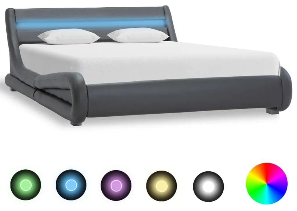 285740 vidaXL Rám postele s LED šedý umělá kůže 120 x 200 cm