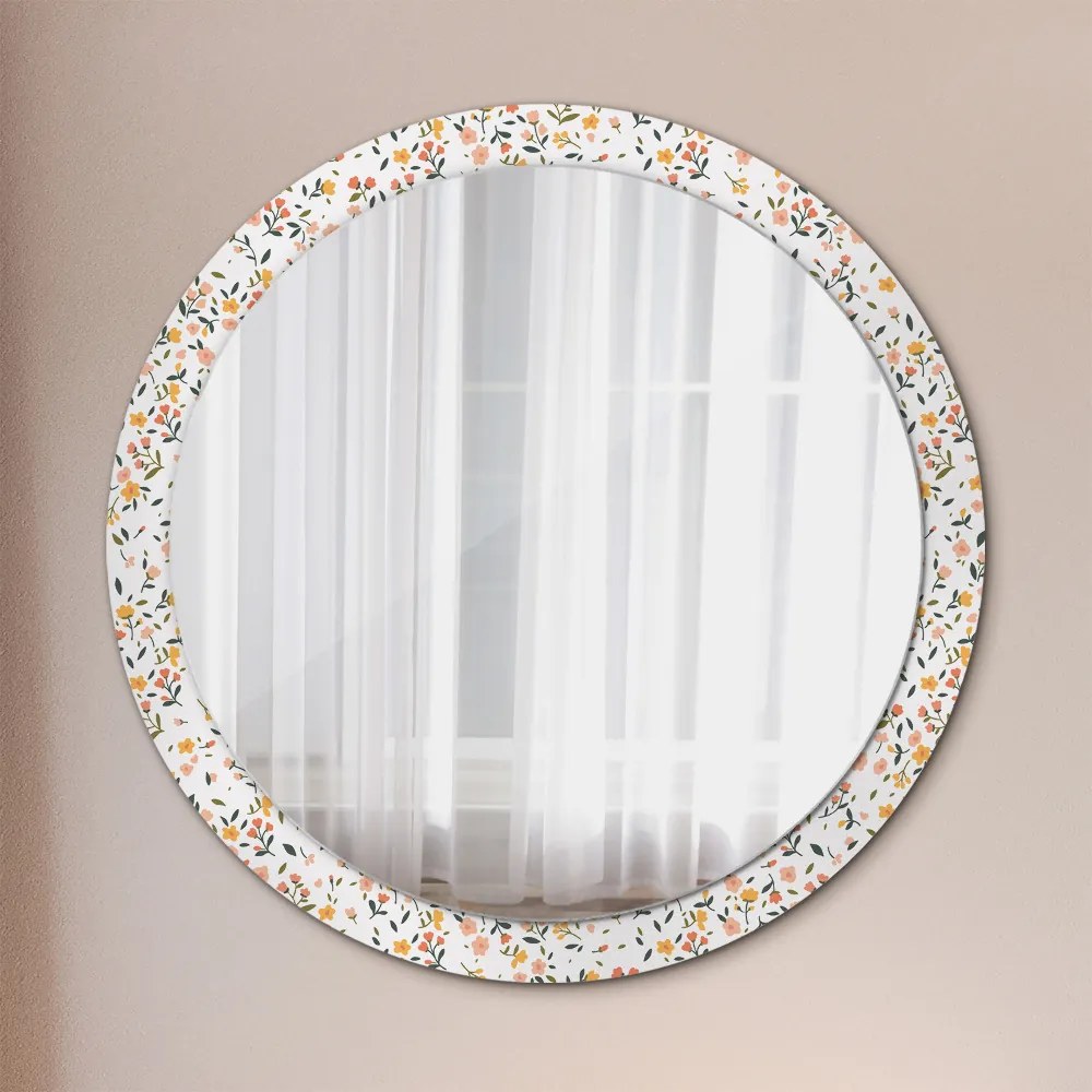 Kulaté zrcadlo tištěný rám Malé sladké květy fi 100 cm