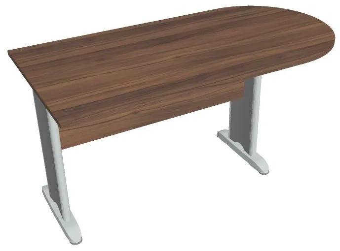Stůl jednací oblouk 160 cm - Hobis Cross CP 1600 1 Dekor stolové desky: ořech, Dekor lamino podnože: ořech, Barva nohou: Stříbrná