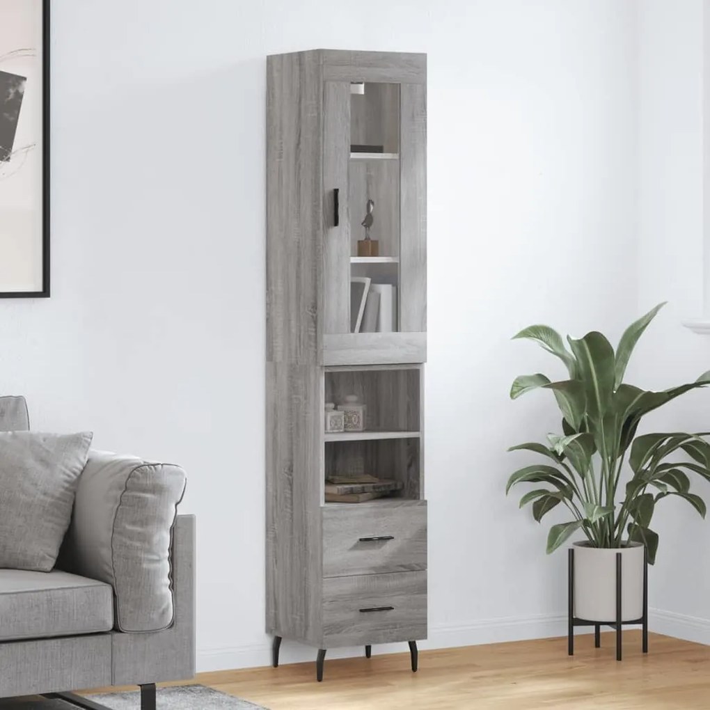 vidaXL Skříň highboard 34,5 x 34 x 180 cm kompozitní dřevo [3199314] Barva: kouřový dub