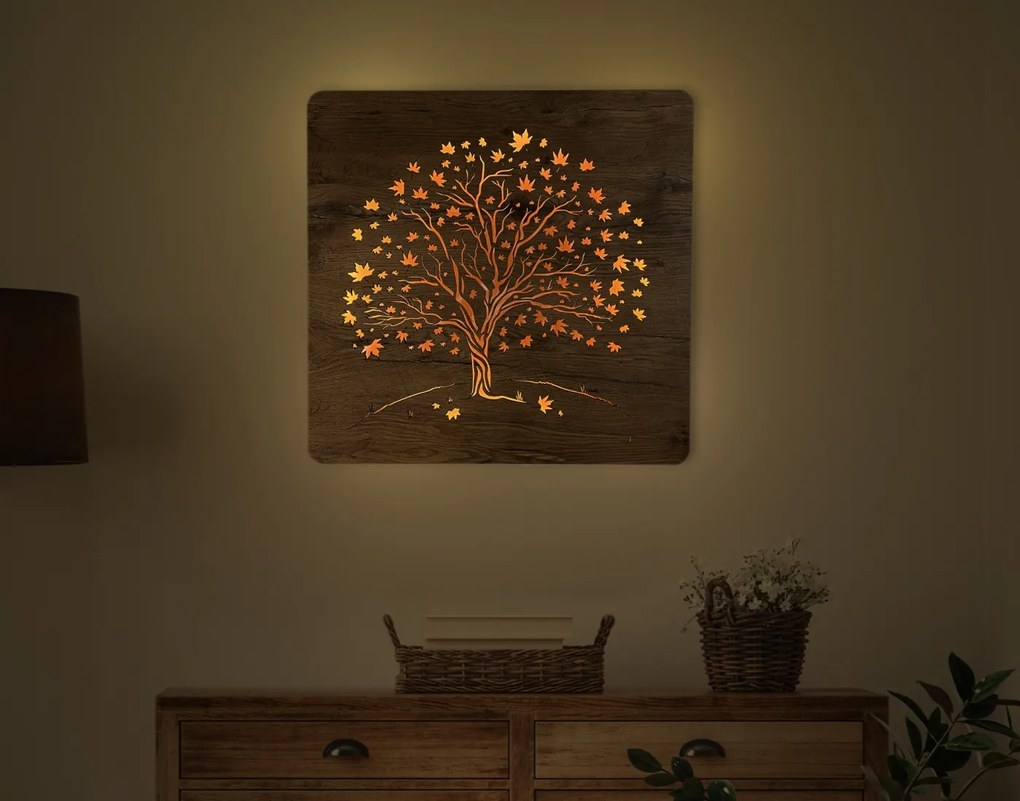 Li-Go "Javor" světelný obraz s baterií 42x42 cm včetně dálkového ovládání provedení povrchu: černá s patinou