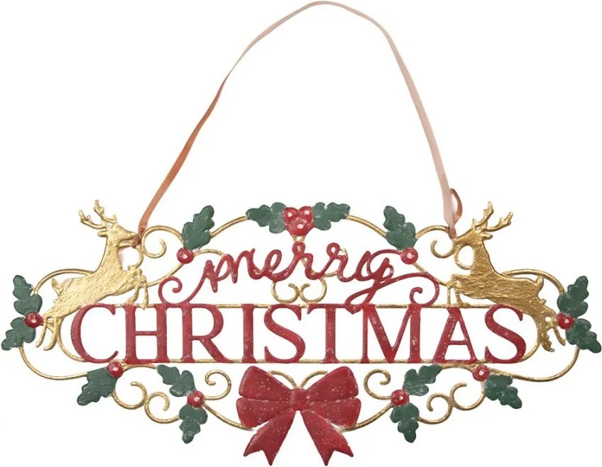 Závěsná kovová cedule Merry Christmas - 70*1*34 cm