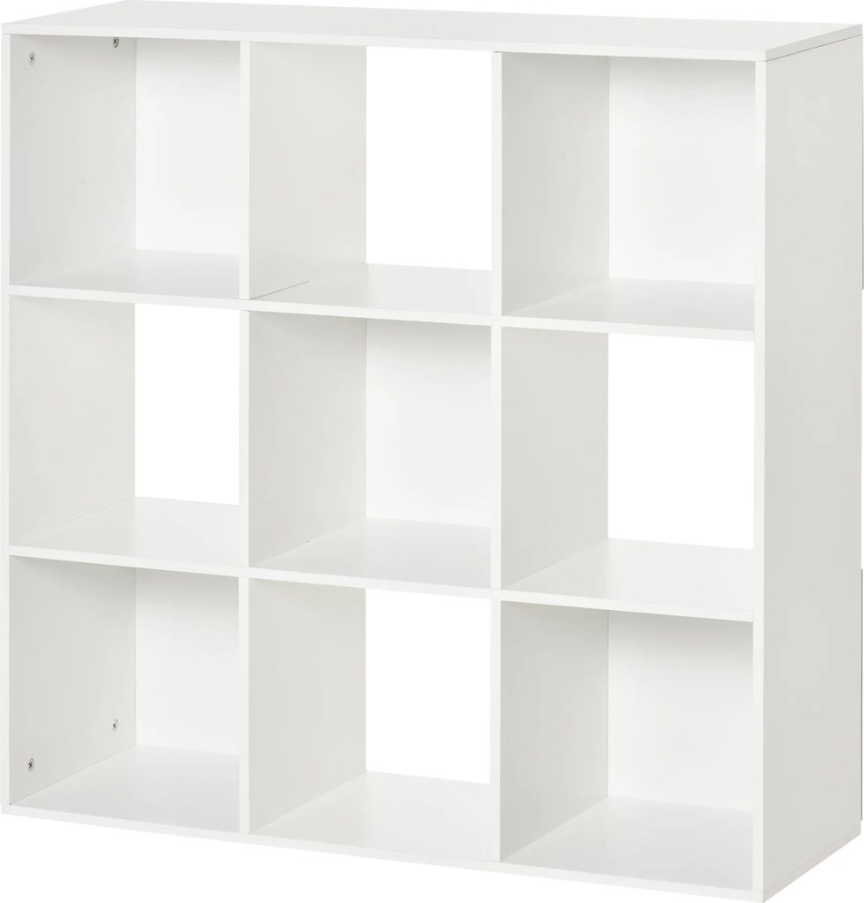 HOMCOM Knihovna 3-patrová Skříň s Úložným Prostorem 9 Krychlových Modulů Samostatný Regál Rozdělovací Stojan 91,5x29,5x91,5cm Dřevo | Aosom
