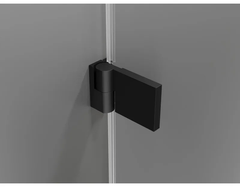 Mexen Lunar-B, výklopný sprchový kout levý 70 x 70 cm, 8mm čiré sklo, černý profil, 832-070-70-00-L