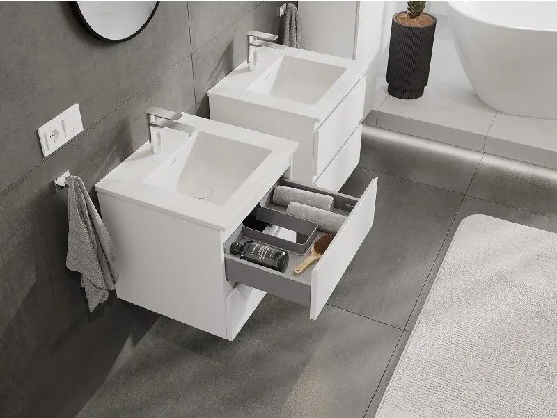 Mexen Orio, koupelnová skříňka 50 cm s umyvadlem Otis, 2 zásuvky, bílá matná, 91A10-05047-2-BFF01-W18M01