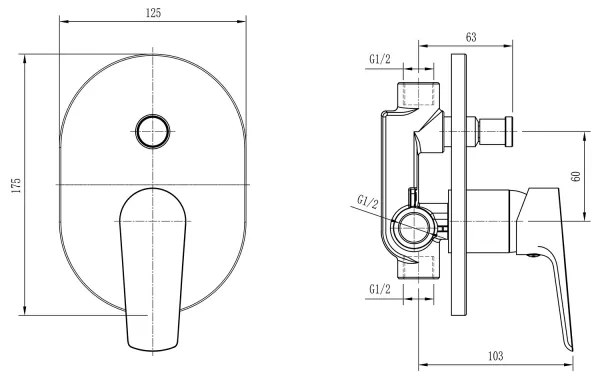 Aqualine - Sprchová baterie pro podomítkovou instalaci LOTTA matná černá