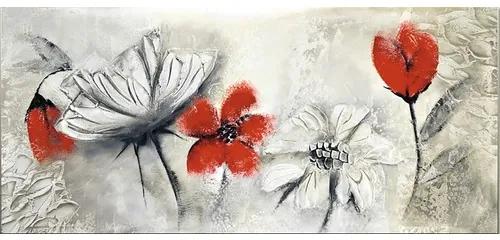 Obraz na plátně, ručně malovaný Květy II. 55x120cm