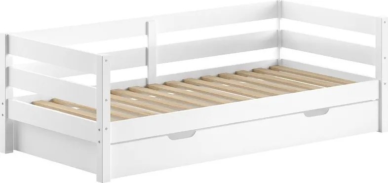 Bílá dětská postel z borovicového dřeva s výsuvným lůžkem s roštem 90x200 cm Margrit – Vipack Biano.cz