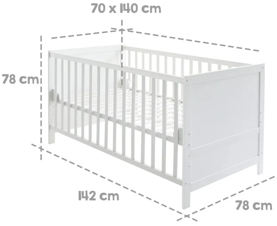 Bílá postýlka 70x140 cm – Roba