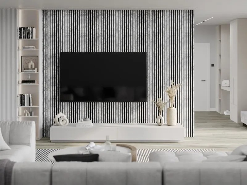 Mexen Lam-F, akustické stěnové lamely 275 × 31,5 cm, filc 6 mm, dub bělený, S105-275317-2812-064