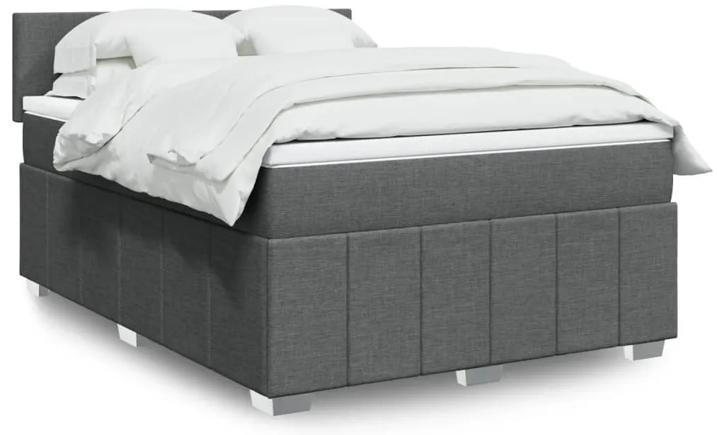 Box spring postel s matrací tmavě šedý 140 x 190 cm textil 3289357