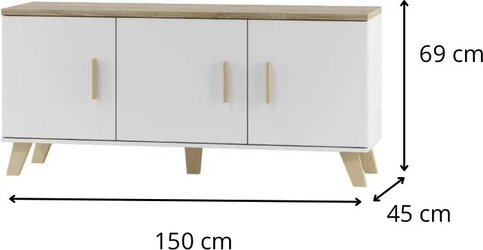 TV stolek Lotta I 150 cm dub sonoma/bílý