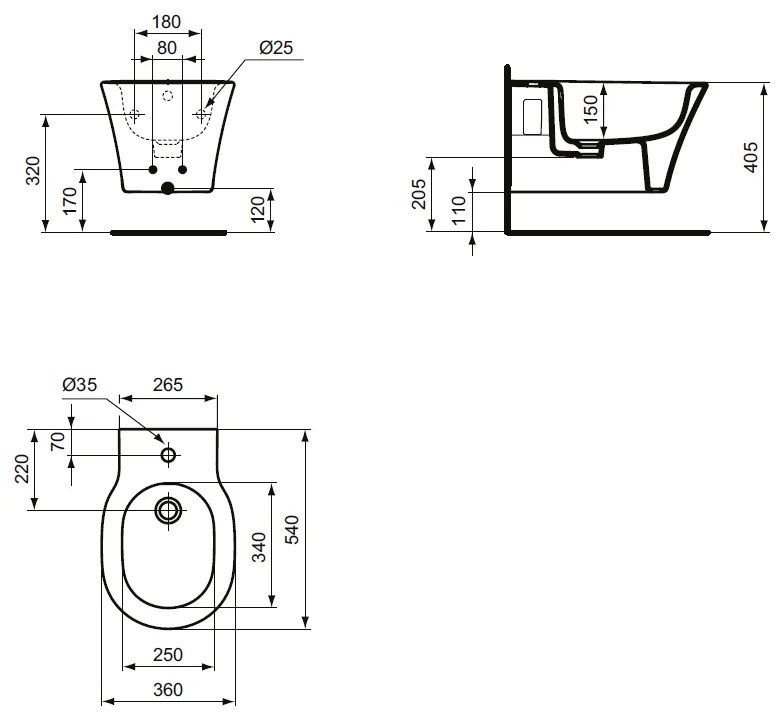 Ideal Standard Connect Air - Závěsný bidet, bílá E233501