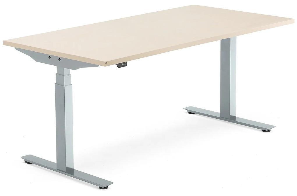 AJ Produkty Výškově nastavitelný stůl MODULUS, 1600x800 mm, stříbrný rám, bříza