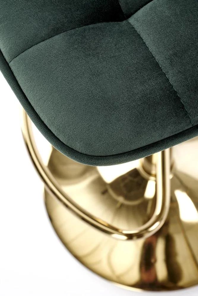 Halmar Barová židle H120, tmavě zelená/zlatá
