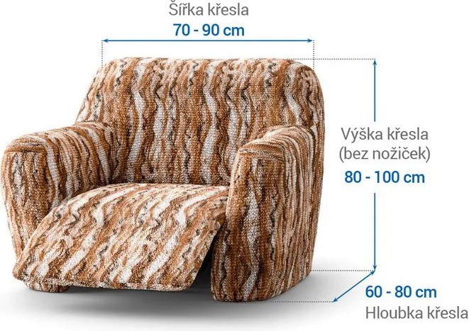 Bielastické potahy OCEANO NOVÉ cihlové relaxační křeslo (š. 70 - 90 cm)