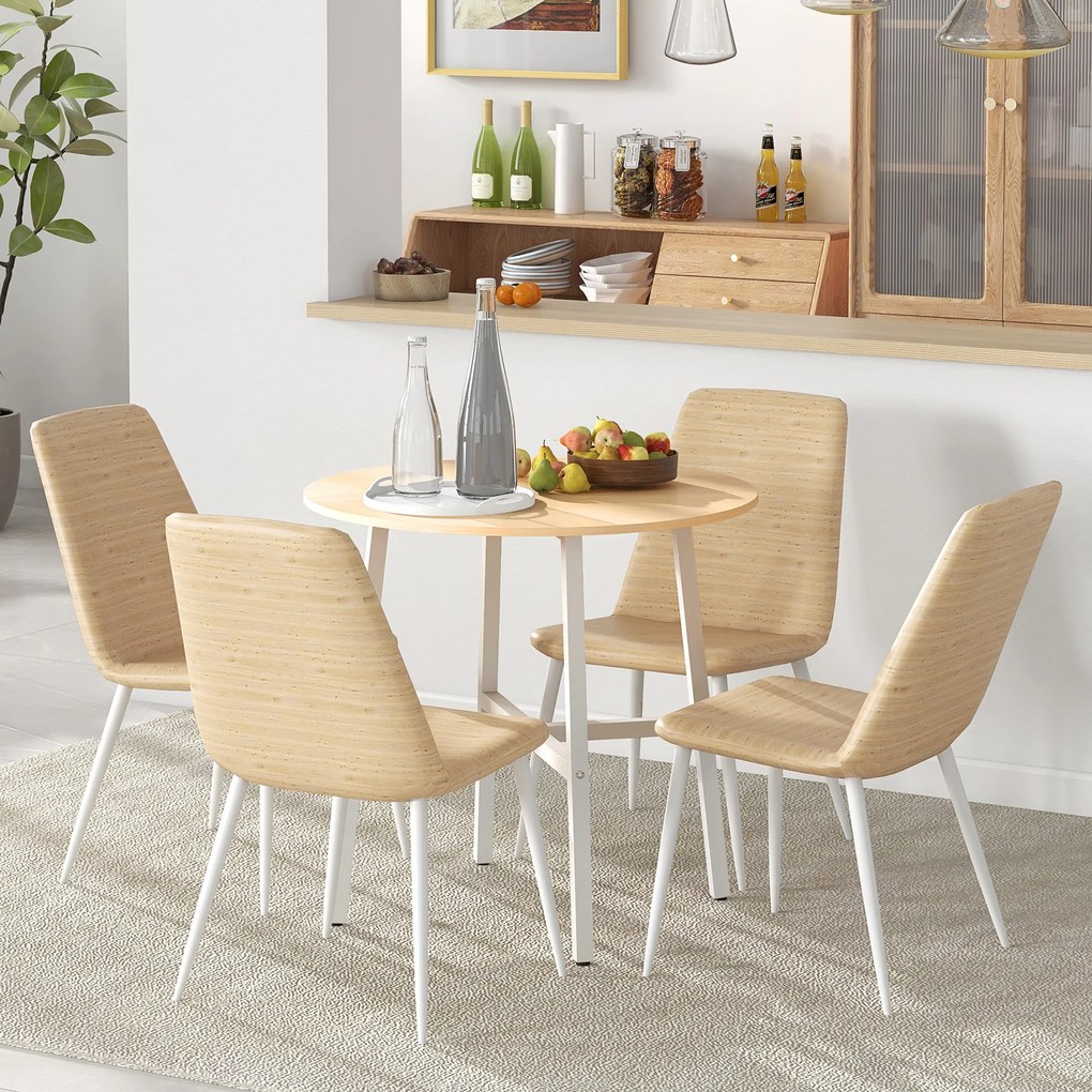 HOMCOM jídelní stůl kuchyňský stůl pro 4 osoby, moderní obývací stůl z oceli a přírodního dřeva, 80x80x76 cm pro jídelnu a kuchyň