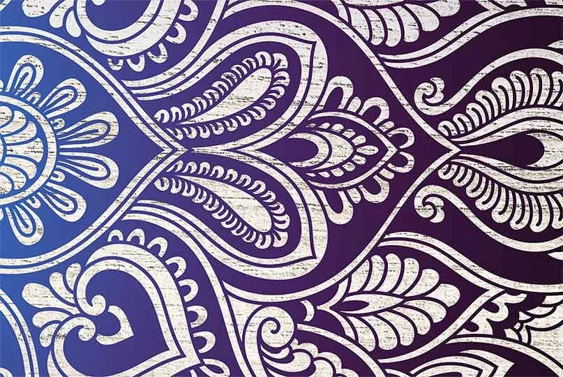 Dvoudílný obraz mandala na dřevě Purple Velikost (šířka x výška): 140x60 cm