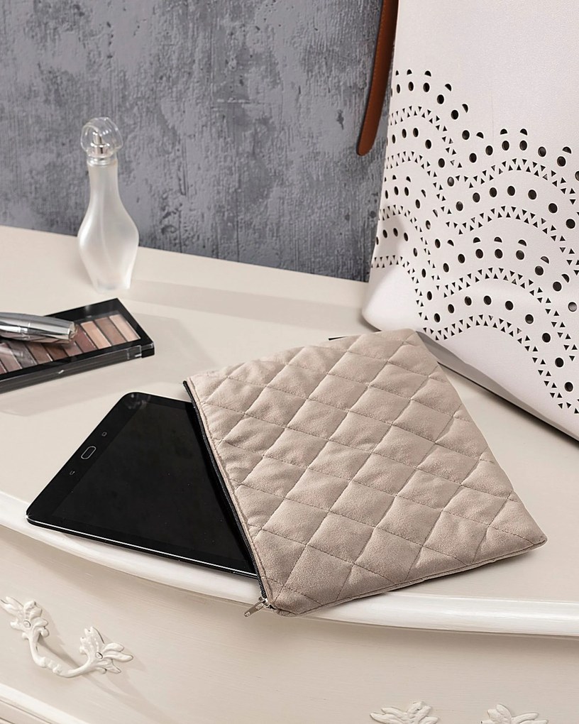 Pouzdro na tablet Velvet barva šedá látka lesklé, sametová