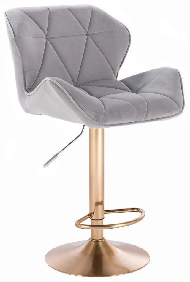LuxuryForm DESIGN Barová židle MILANO VELUR na zlaté kulaté podstavě - světle šedá