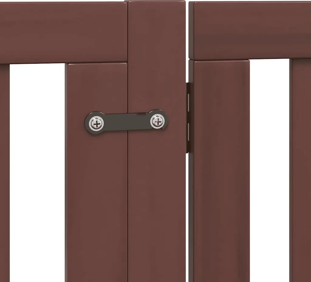 Zábrana pro psy s dvířky skládací 8 panelů hnědá 640 cm topol 3155694