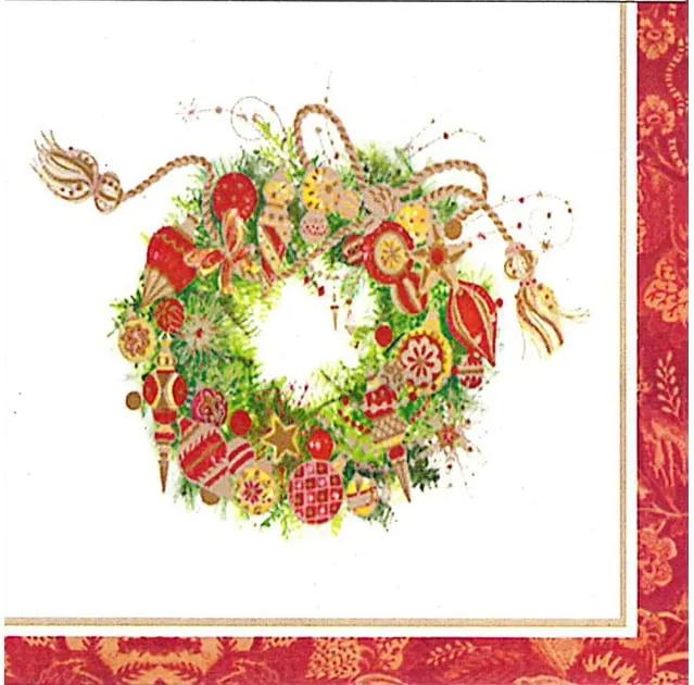 Balení 10 papírových ubrousků s vánočním motivem PPD Spirit Wreath