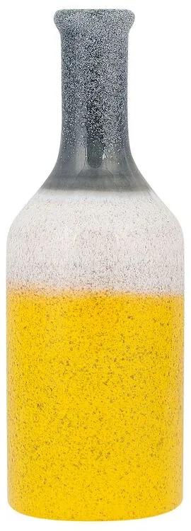 Dekorativní váza žlutá/bílá/šedá LARNACA Beliani