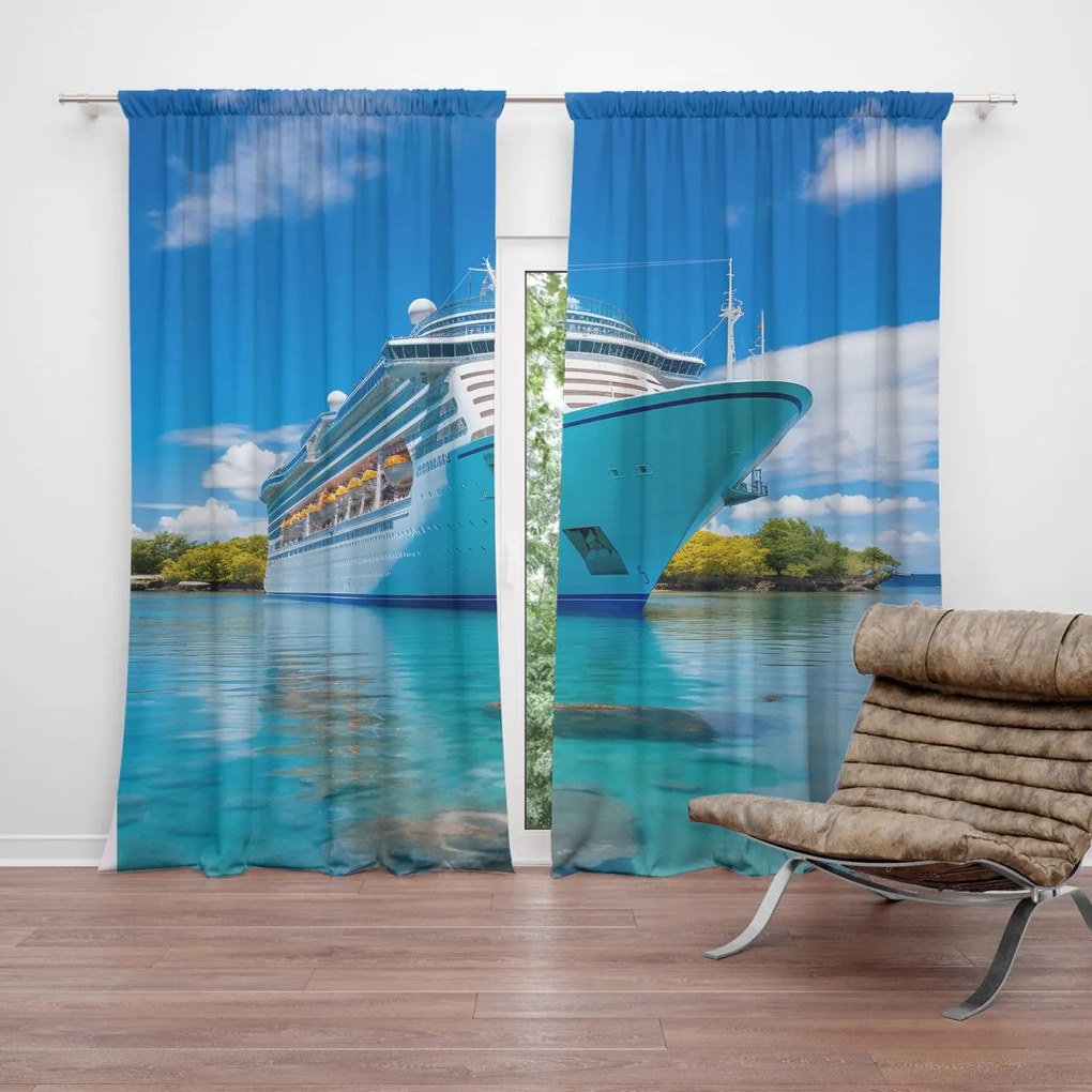 Sablio Závěs Luxusní výletní loď v tropickém ráji: 2ks 140x250cm